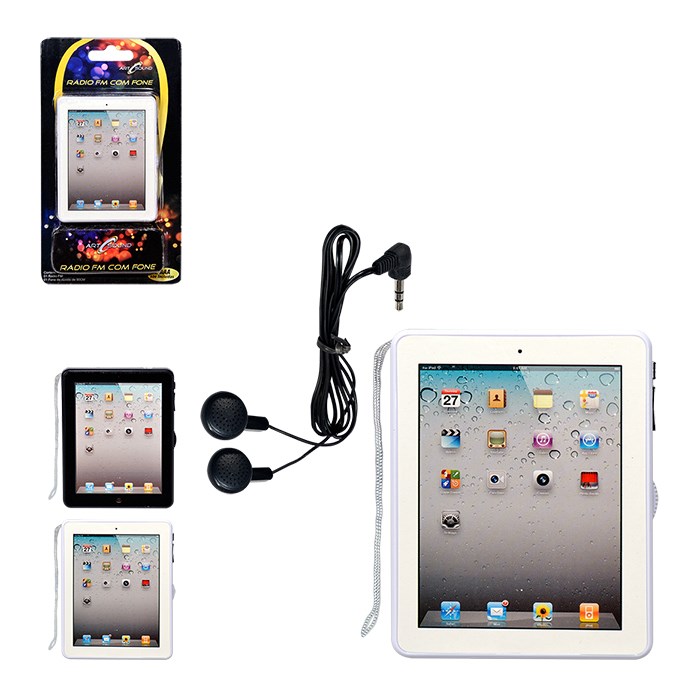 RADIO*** FM TABLET C/FONE+ALCA 2XAAA CX:120 | Atacado de Brinquedos e ...