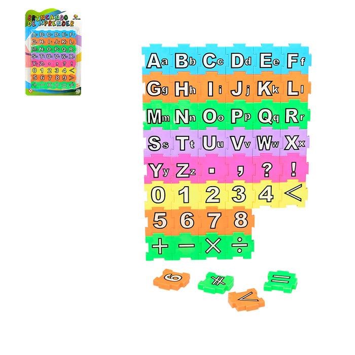 CARTELA*** DE LETRAS E NUMEROS COM 48PCS CX:120 | Brinquedos Nacionais ...